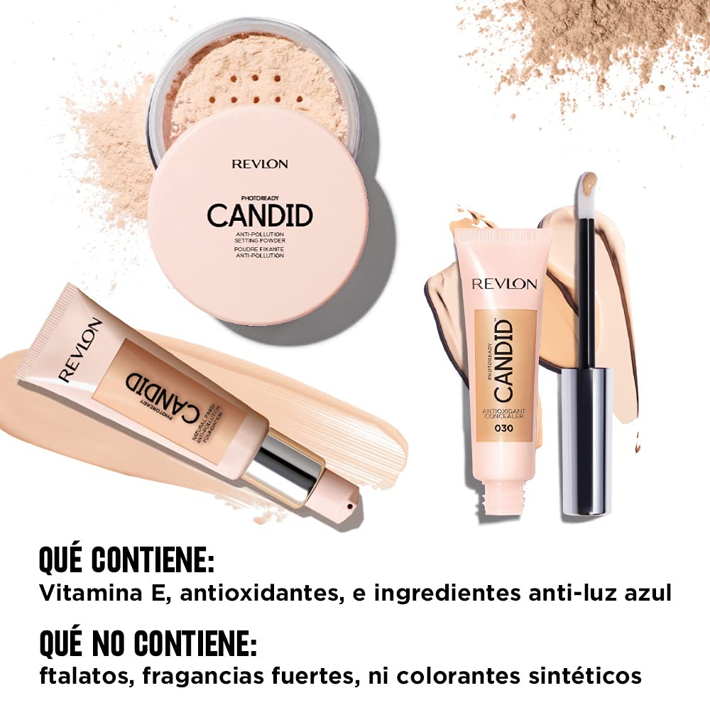 Revlon PhotoReady Candid Face Makeup with Anti-Pollution & Antioxidant Ingredients, Longwear Medium-Full Coverage Infused with Caffine, Natural Finish,Oil Free, 030 Light Medium, 0.34 Fl Oz