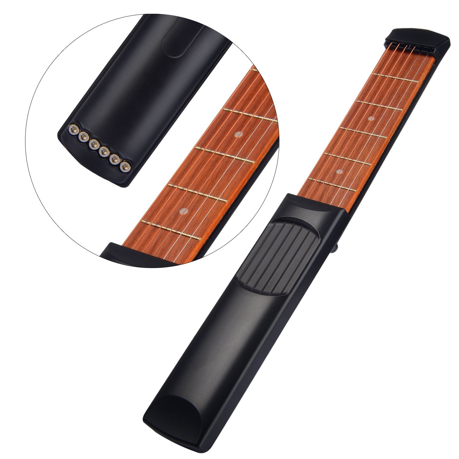 Nanagogo ZH-02 Pocket Guitar Practice Tool Portable Chord Trainer Guitar Finger Exercise & Chords Practice Tool 6 String 6 Fret Black.