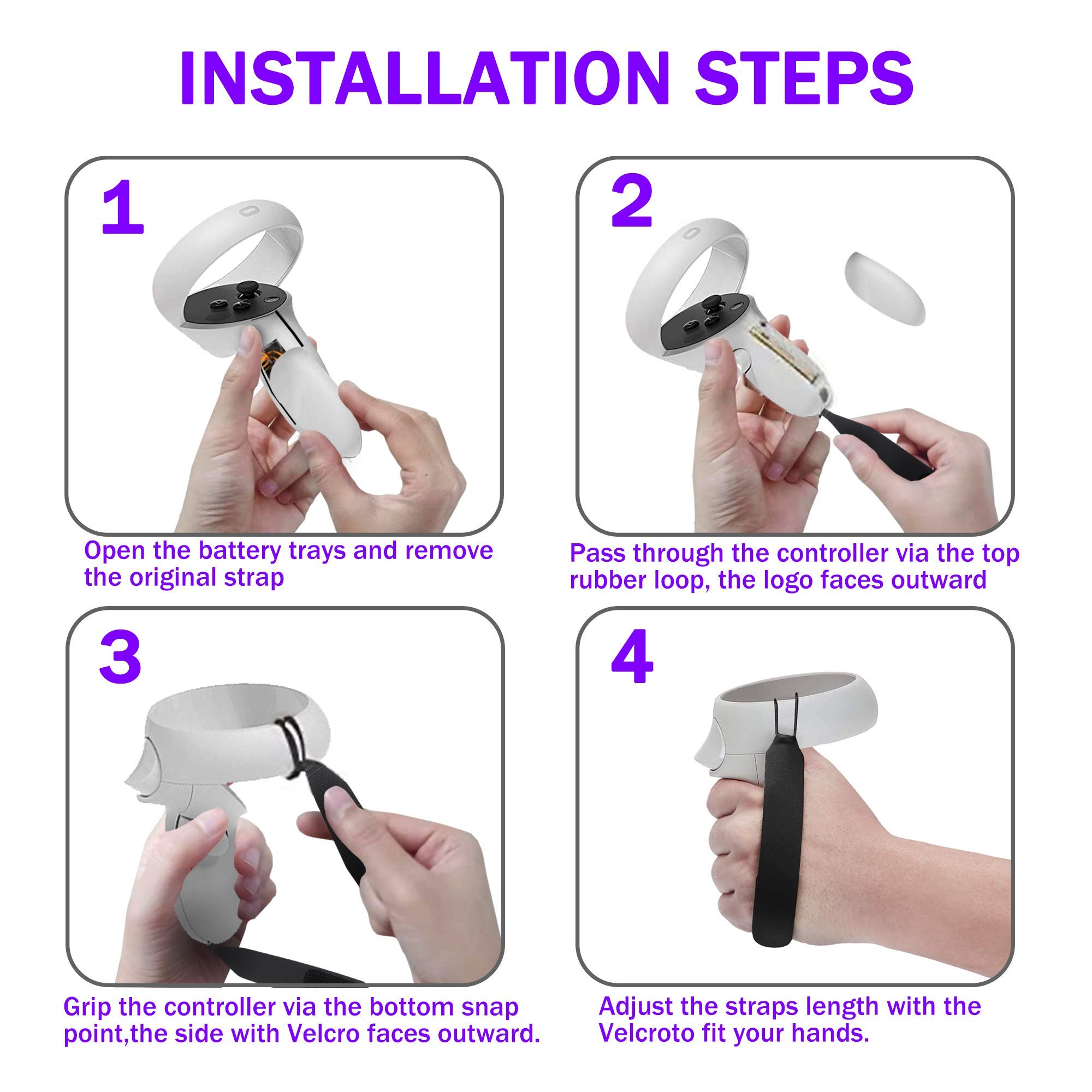 Oculus Quest 2 Knuckle Strap & Lens Protect Cover Set , Oculus Quest 2 Touch Controller Grip Accessories, Anti-Throw, Sweatproof, Black(2-piece set) by BAOYOU.