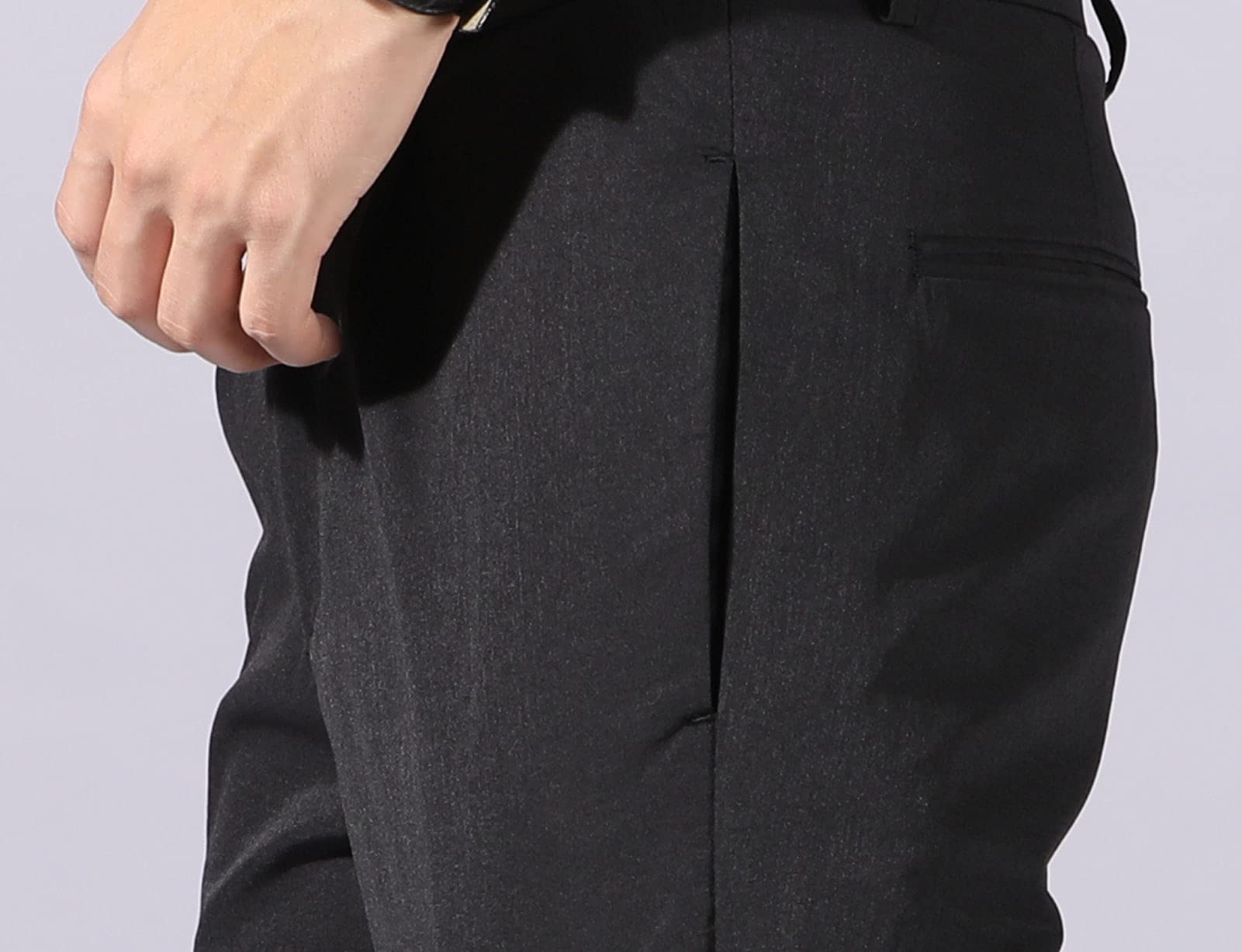 Plaid&Plain Men's Cropped Pants Slim Fit Dress Pants Uniform Pants Suit Pants for Men 662# Grey 34Wx26L