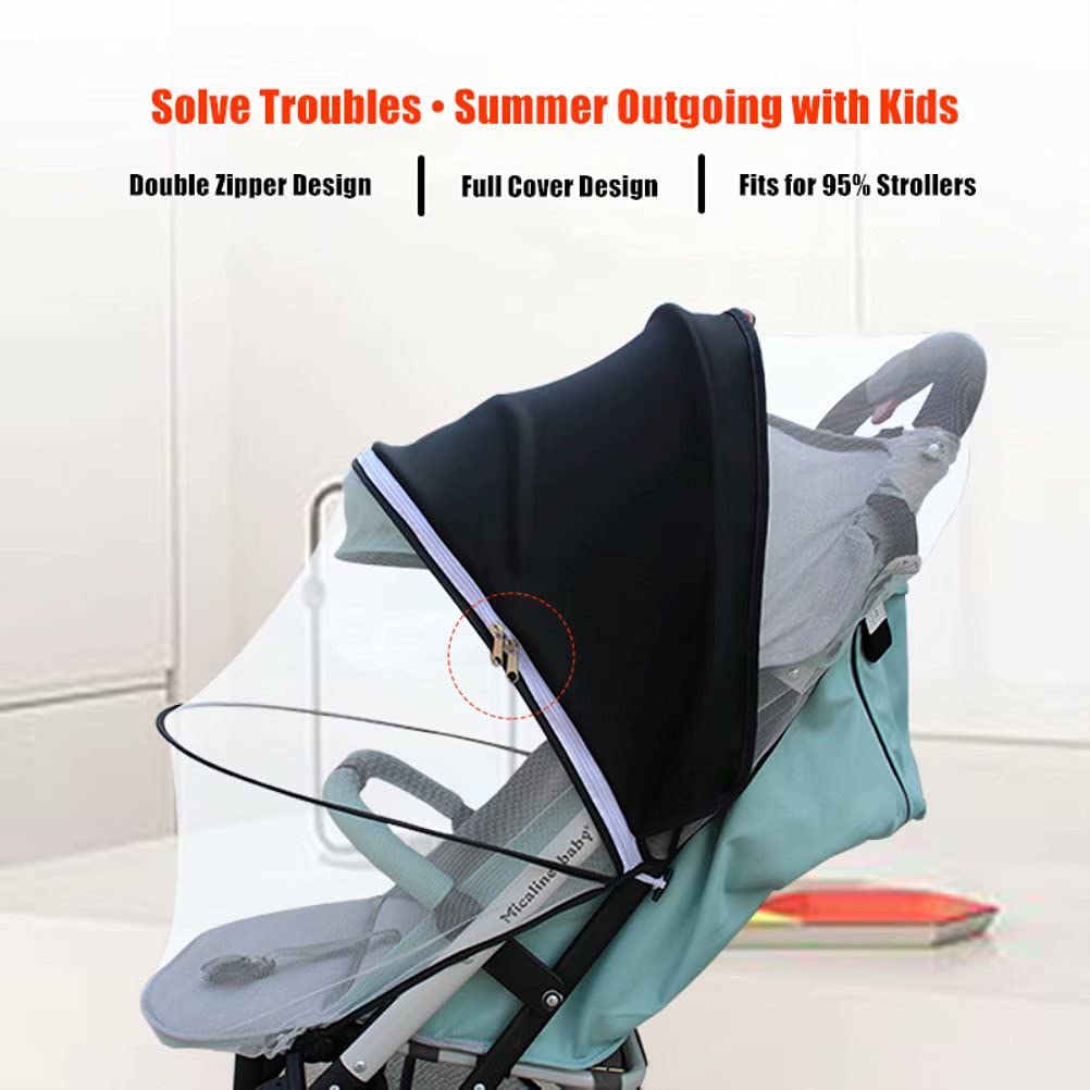 Mosquito Sunshade Net for Stroller 2in1 Perfect Bug Universal Cover for Strollers, Pushchair, Bassinets, Cradles