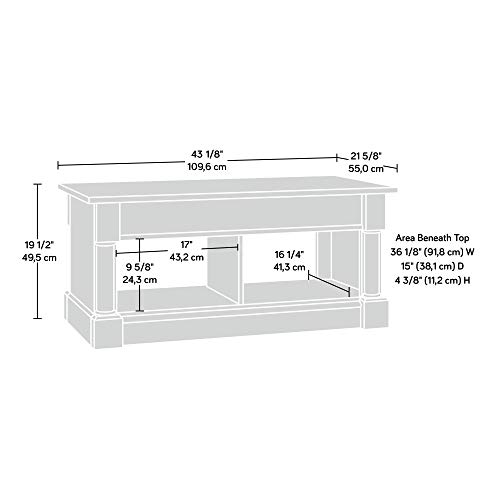 Sauder Palladia Lift-top Coffee Table, L: 43.15" x W: 21.65" x H: 19.61", Split Oak Finish