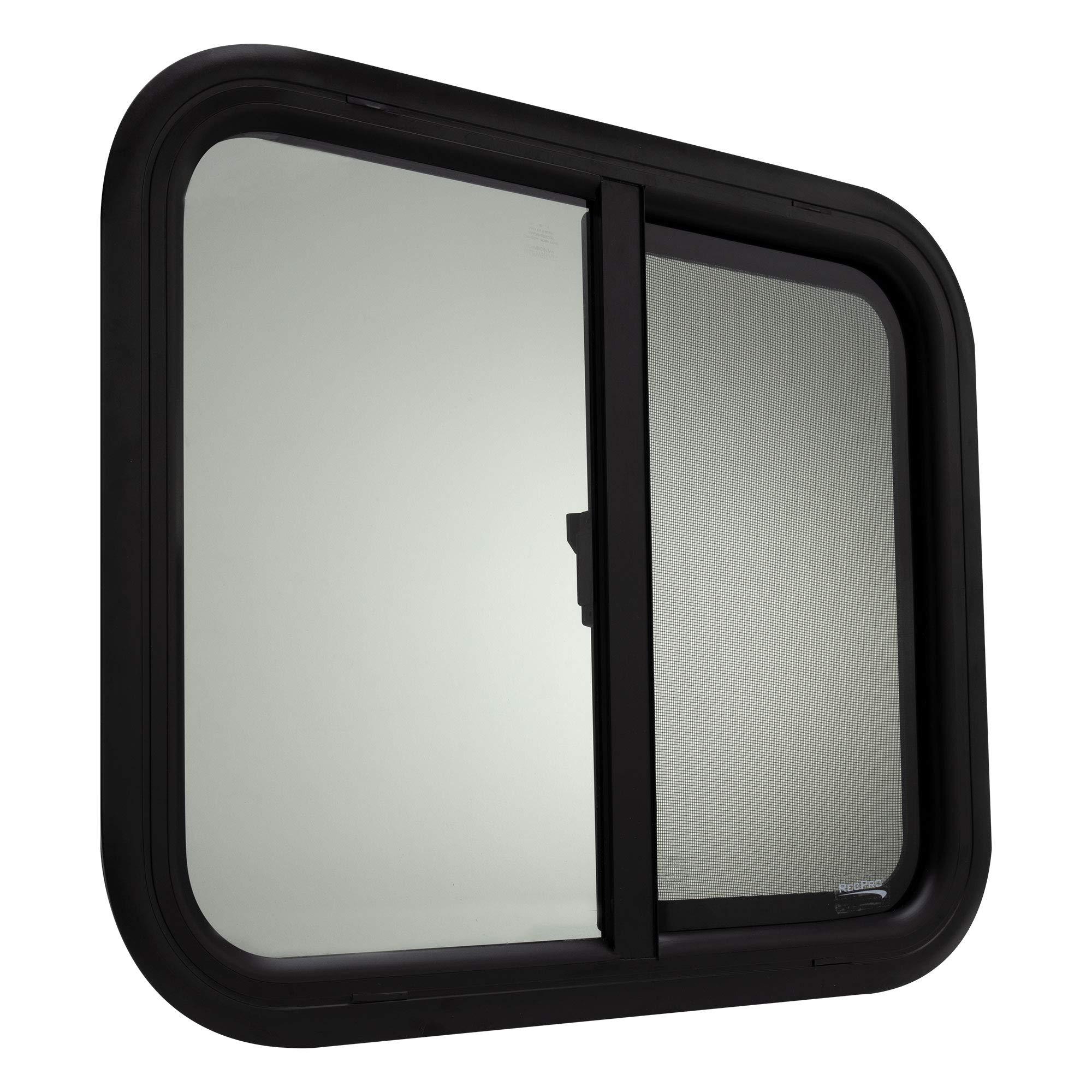 RecPro RV Window | 24" W x 20" H | Teardrop Style Horizontal Slide | 1 1/2 Wall Thickness | RV Window Replacement (2 Windows, with Trim Kit) | Made in USA