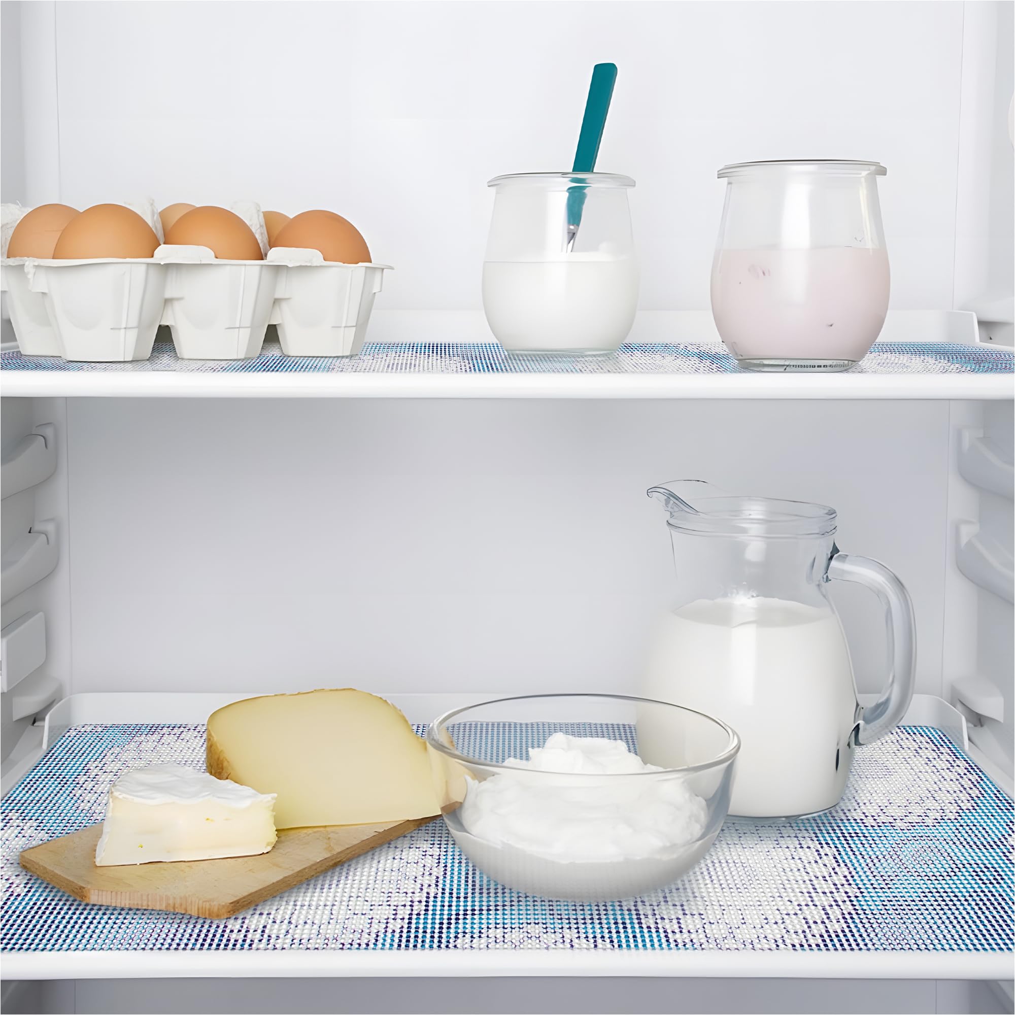RAY STAR Shelf Liner, Non-Adhesive Refrigerator Liners for Shelves Washable 12 * 120 inch, Vinyl Shelf Drawer Liner Non-Slip Bathroom Cabinet Liner for Kitchen/Storage/Desks (Blue Circle)