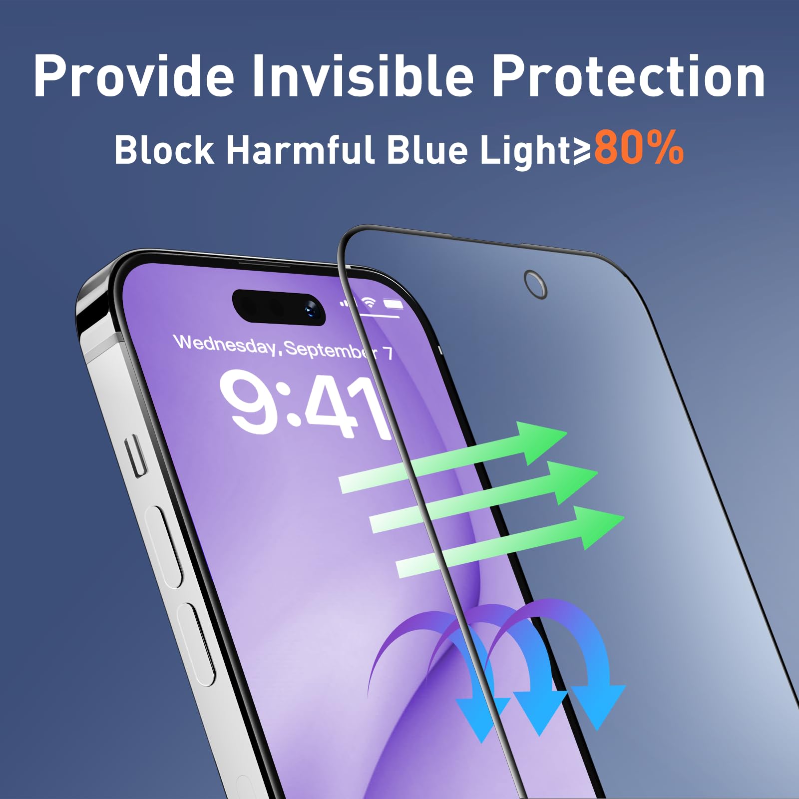 MOCOLL Anti Blue Light Screen Protector Compatible for iPhone 14 Plus/13 Pro Max 6.7 inch Tempered Glass Ultra HD Full Screen Film 9H Hardness Anti-scratch Bubble-free