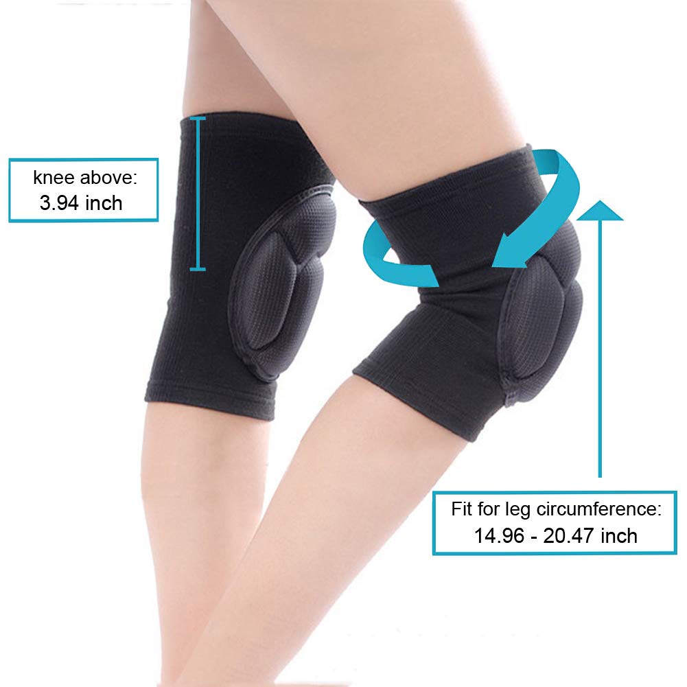 MAIBU Protective Volleyball Knee Pads Thick Sponge Anti-Collision Kneepads Protector Non-Slip Wrestling Dance Knee Pads Support Sleeve for Outdoor Sport(1 Pair,Black)