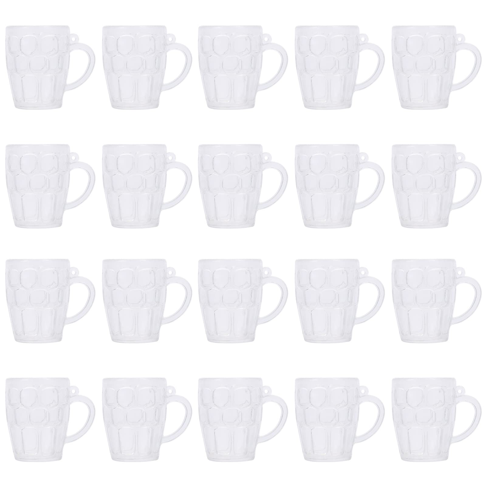Toddmomy 20pcs Mini Beer Mugs Mini Shot Glasses Clear Beer Cups Plastic Beer Mugs Shot Beverage Tasting Glasses for Beer Sports Party Wedding Oktoberfest BBQ and Picnics