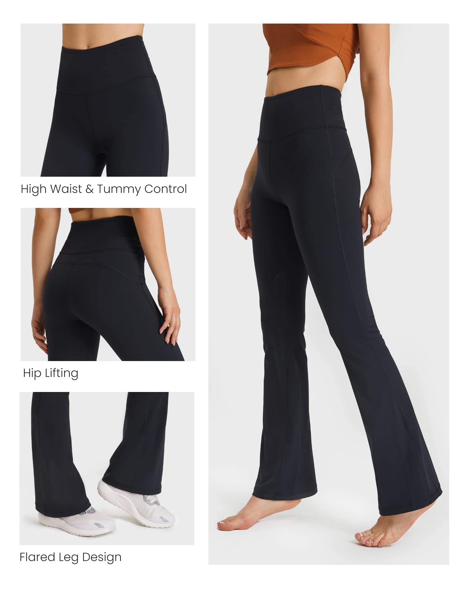 TURBOFIT Flare Yoga Pants for Women Buttery Soft High Waist Bootcut Pants Bootleg Stretch Tummy Control Workout Leggings