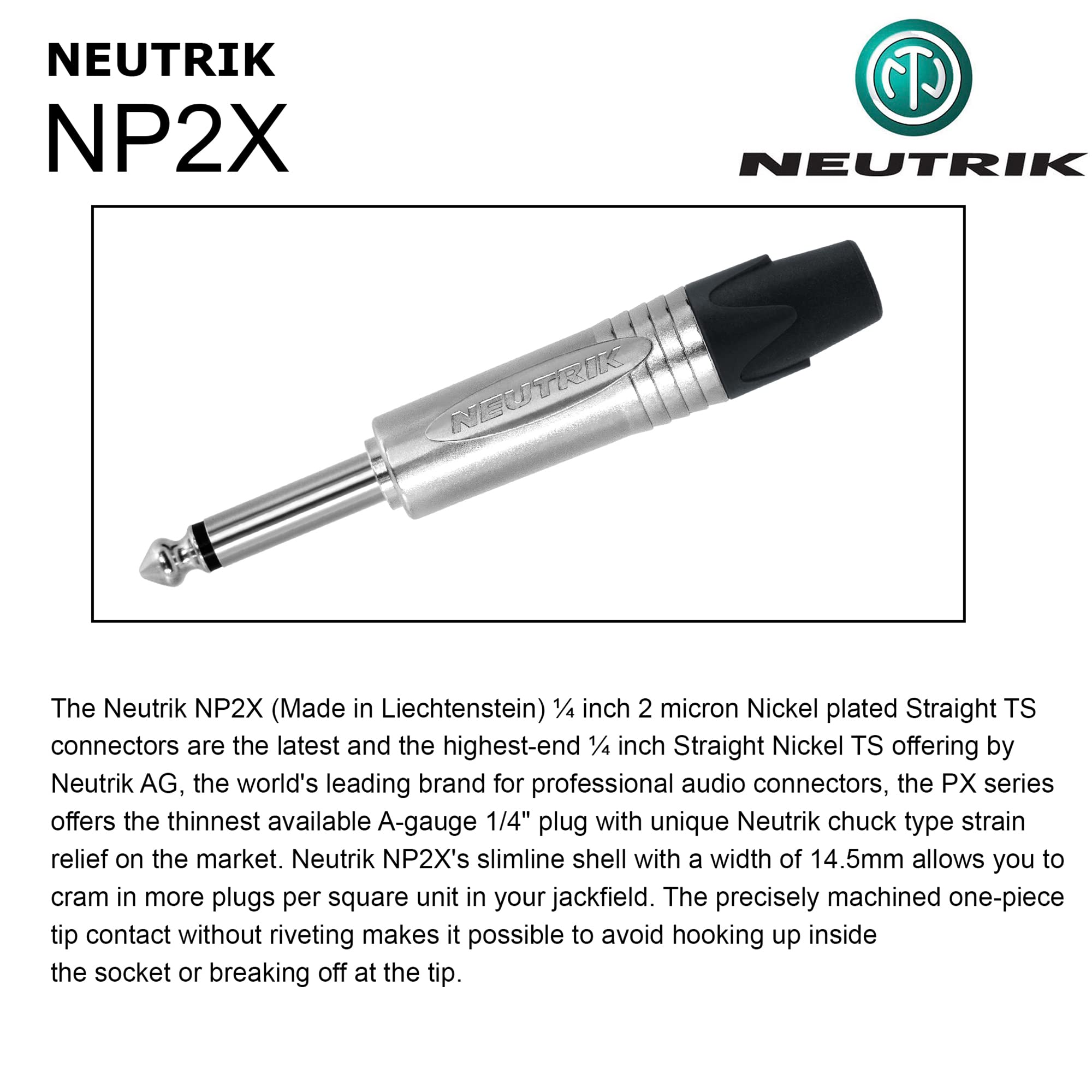 WORLDS BEST CABLES 25 Foot - Guitar Bass Instrument Cable Custom Made Using Mogami 2524 Wire and Neutrik NP2RX & NP2X ¼ Inch (6.35mm) TS Connectors