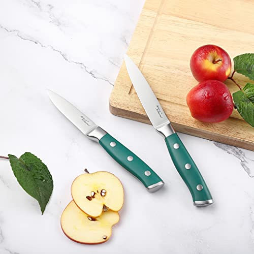 Marco Almond® Knife Set with Block KYA31B,14 Pieces Japanese Stainless Steel Cutlery Knives Block Set for Kitchen with Built-in Sharpener