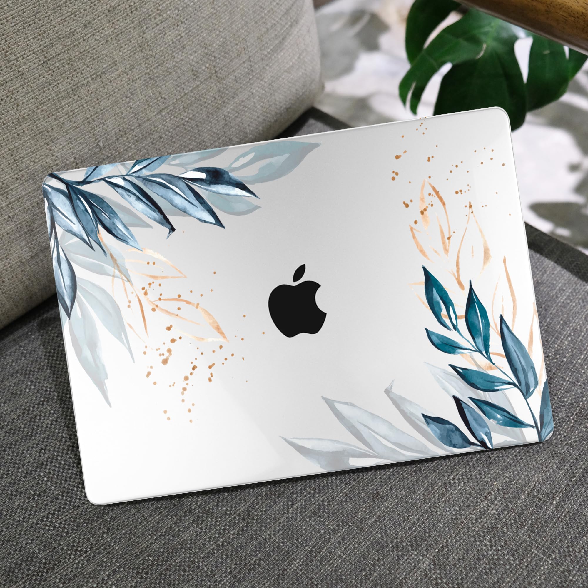 MEEgoodo for M3 MacBook Air 15 inch Case 2024 2023,Clear Case Fit Model A3114 A2941 with M3/M2, Laptop Hard Shell with Keyboard Cover & Camera Cover & OTG Adapter for 15.3-inch, Blue Watercolor Nature