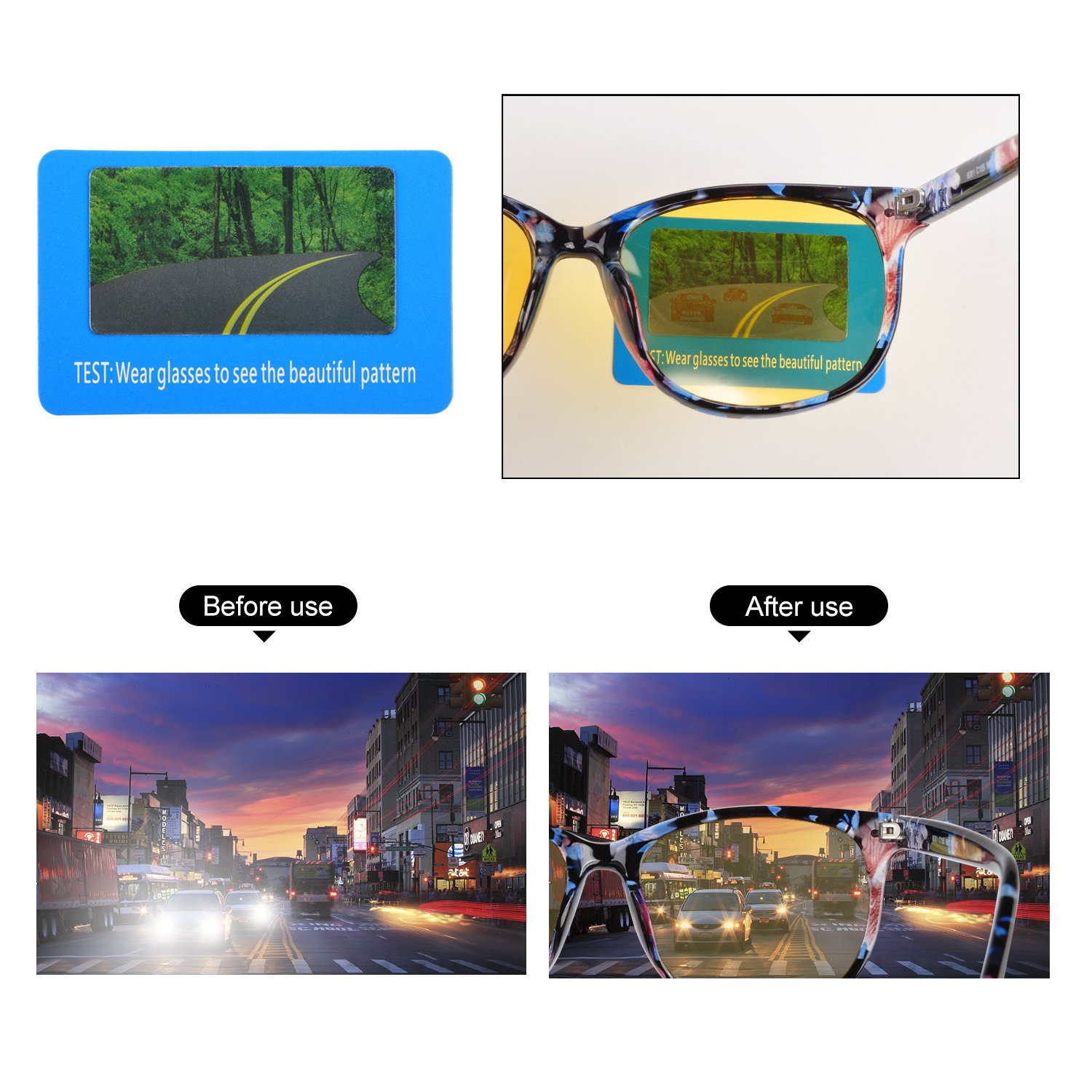 Night Vision Driving Glasses Polarized Anti-glare Clear Sun Glasses Men & Women Fashion(Floral)