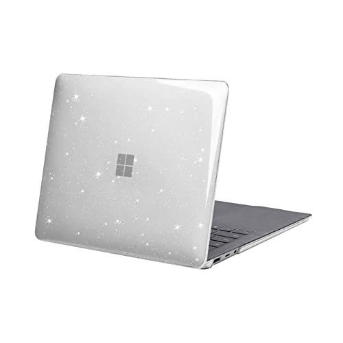 MOSISO Case Compatible with Surface Laptop 5/4/3/2 13.5 inch 2022 2021 2019 2018 Release with Alcantara Keyboard(models: 1950 & 1958 & 1867 & 1769), Glitter Sparkly Plastic Hard Shell Case,Transparent