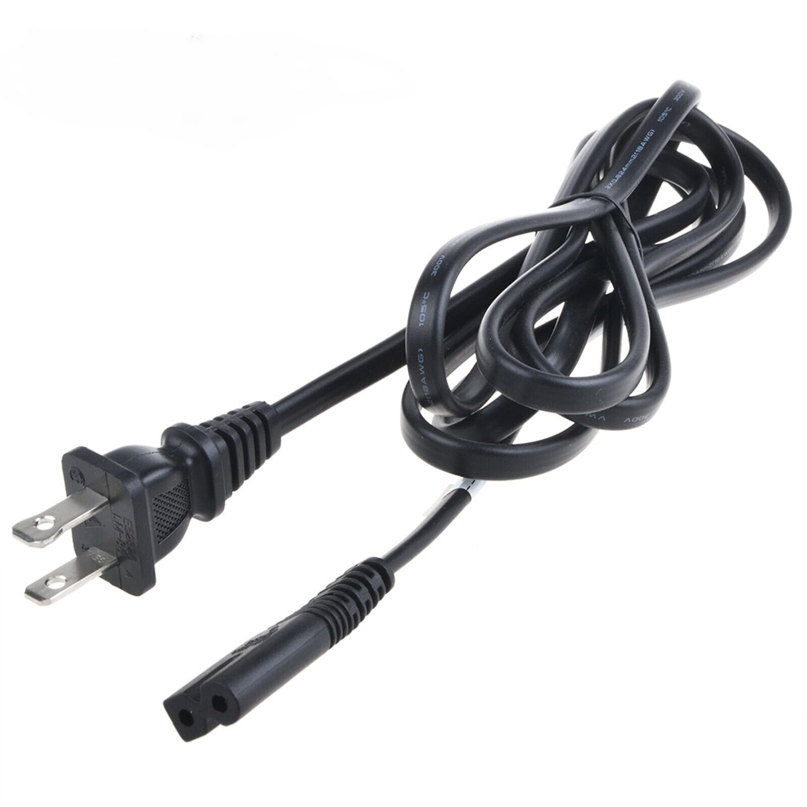Marg 6Ft 2 Prong Polarized Power Cord for Arris Router Modem; Vizio Sharp Sanyo Emerson TV; Sony Playstation 1 2 PS1 PS2 XB DC Console System; Bose Companion 3 5 Speaker Audio System AC Wall Cable