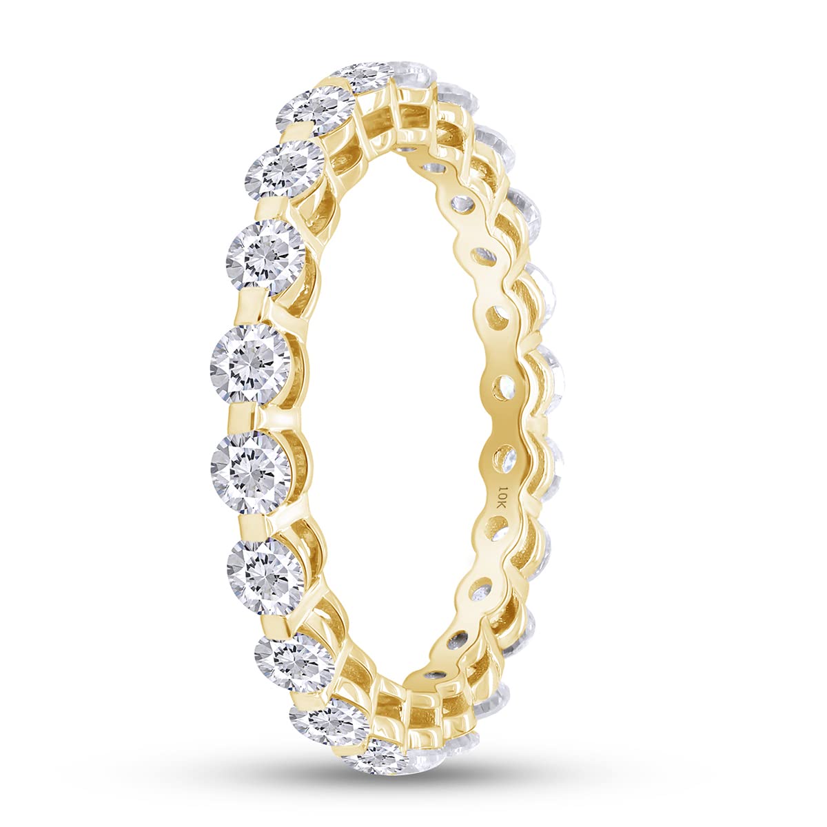 SAVEARTH DIAMONDS 1 1/5 cttw 2.5MM Round Cut Lab Created Moissanite Diamond Eternity Engagement Wedding Band Ring In 10k Solid Yellow Gold Jewelry For Women (1.20 Cttw) Size-7