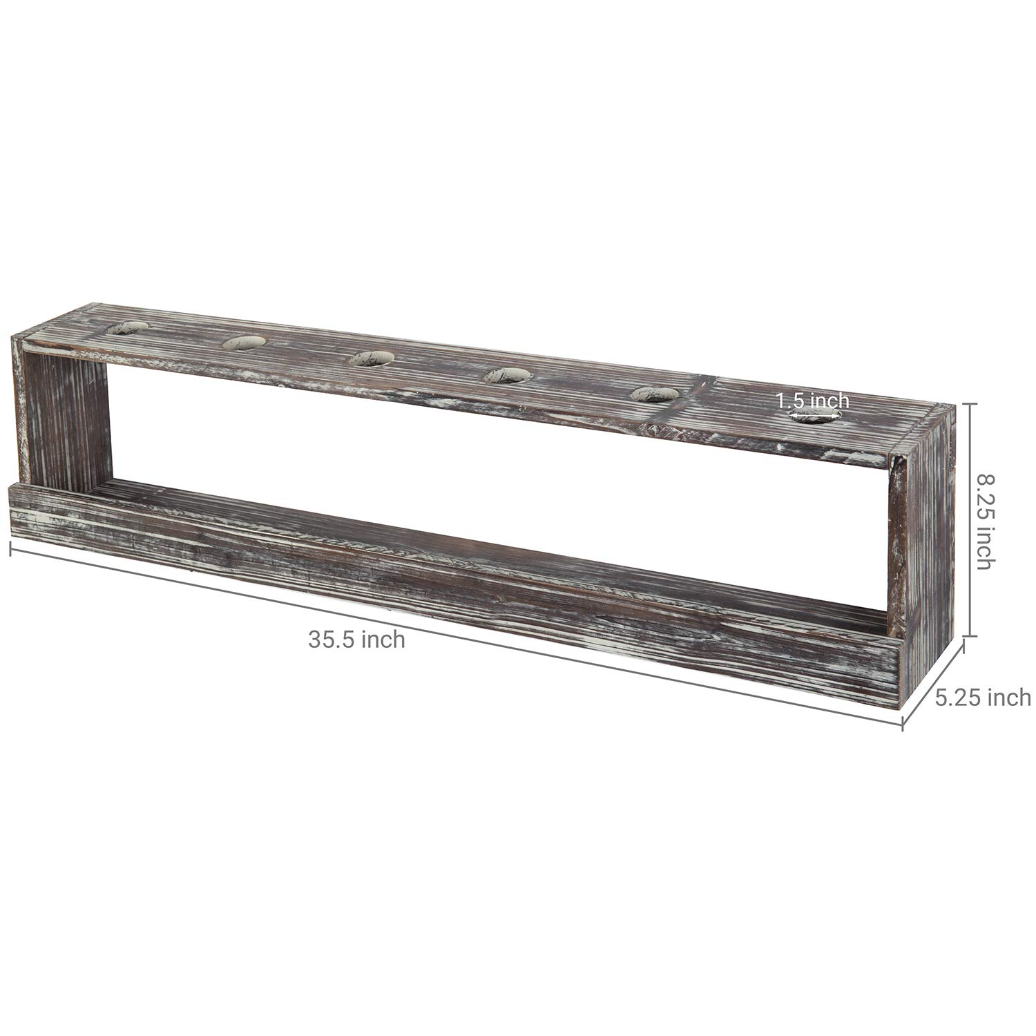 MyGift Wall Mounted Torched Wood Table Tennis Rack for Ping Pong Paddles and Balls Storage Shelf