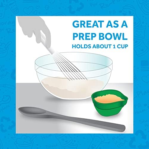 Re-Play Made in USA 8 Oz. Dip 'n' Pour Toddler Bowls, Set of 4 - Dishwasher and Microwave Safe Snack Bowls with Deep Sides and a Wide Flat Bottom - 3.5" x 3.5" x 2", Denim