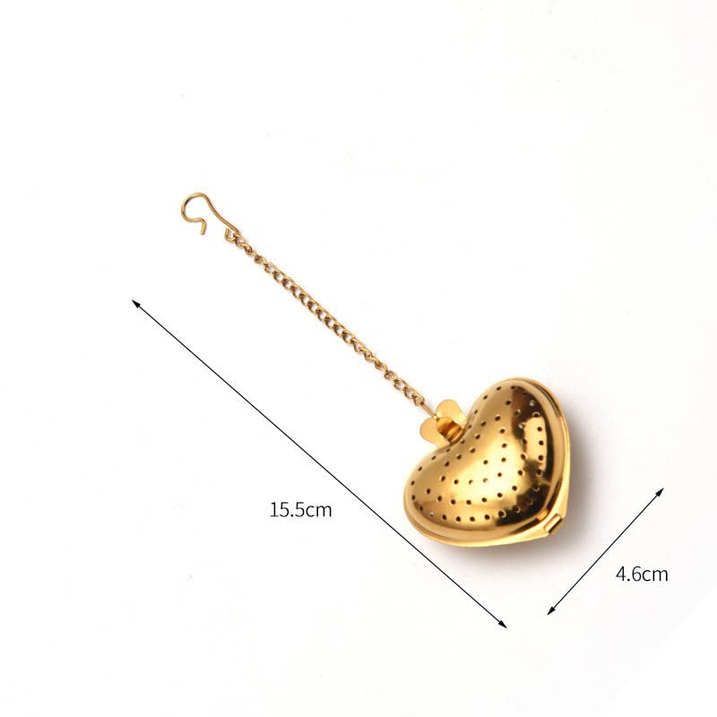 Stainless Steel Creative Tea Infuser Metal Heart Shape Reusable Tea Coffee Filter Strainer Teapot Accessory Kitchen Gadget Too (gold)