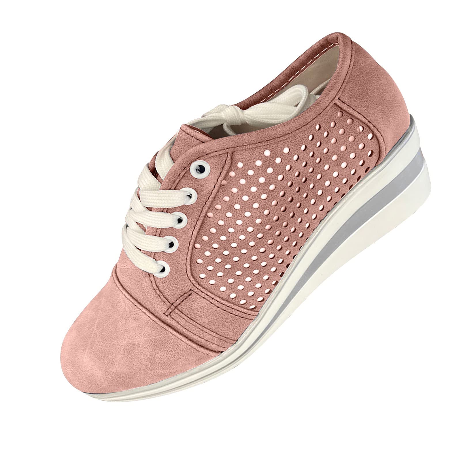 Shoes for Women Sneakers Casual Fashion Solid Color Pointed Toe Cave Breathable Platform Sports Shoes Lightweight Comfortable Non-slip Walking Shoes