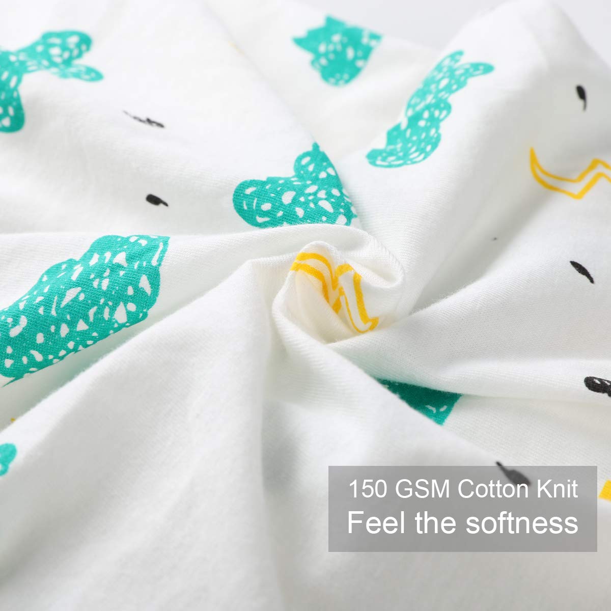 Pack n Play Sheet Fitted 2 Pack Playard Mattress Cover 100% Jersey Cotton Ultra Soft Stretchy Portable Mini Crib Sheets for Baby, Clouds Raindrops Prints Green and White