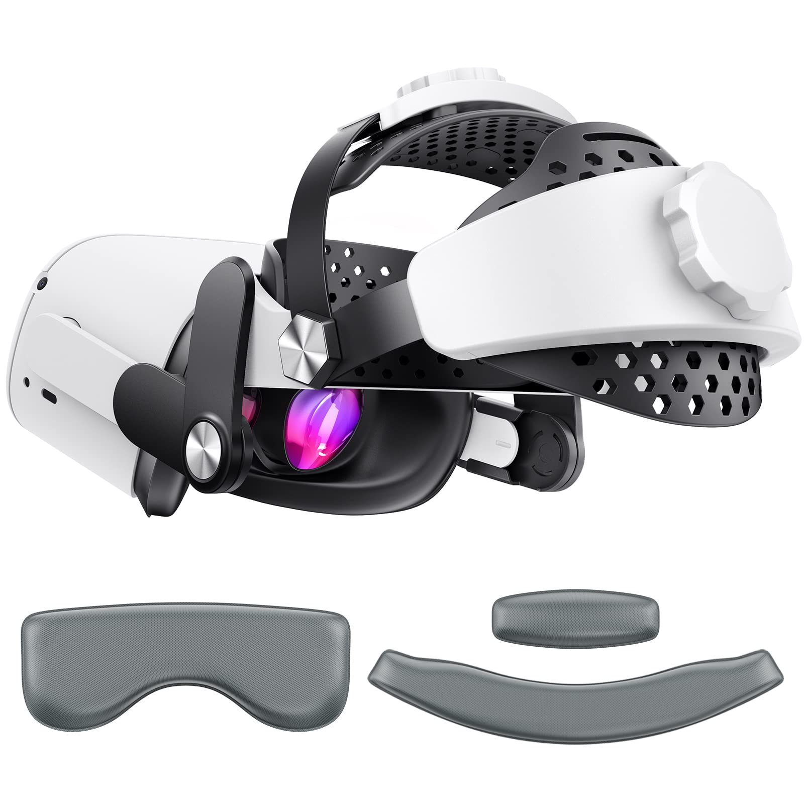 Vancle Head Strap for Oculus Quest 2, Lightweight Breathable Strap for Enhanced Support & Comfort in Oculus/Meta Quest 2 (Inclued Two Sets of Padding)