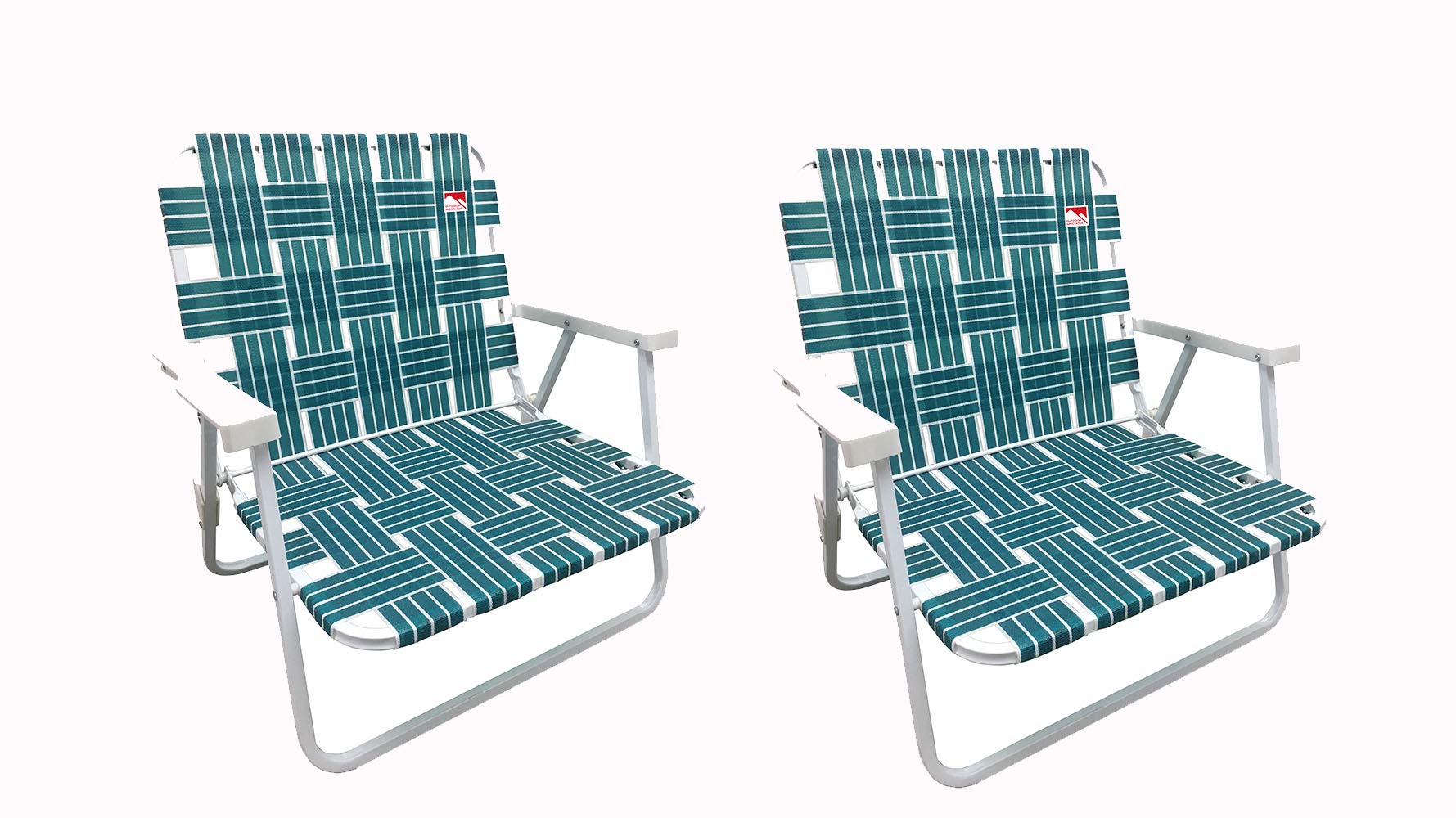 Outdoor Spectator (2-Pack Low Profile Reinforced Steel Powder Coated Webbed Folding Lawn/Camp/Beach Chair (Green)