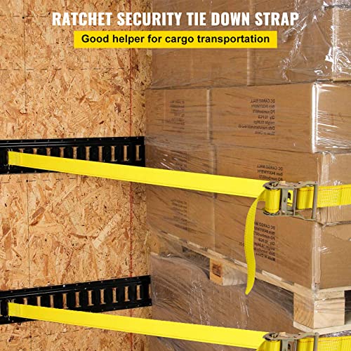 VEVOR E-Track Ratchet Strap, 8PCS 2" x 15' E Track Straps with 4400 LBS Breaking Strength, w/Polyester Webbing & Spring Fitting & Ratchets, Durable Tie-Downs for Motorcycles, Tire, Trailer Loads
