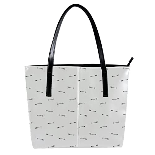 Women's Large Size Canvas Shoulder Bag Hobo Crossbody Handbag Casual Tote, Black White Painting Arrow