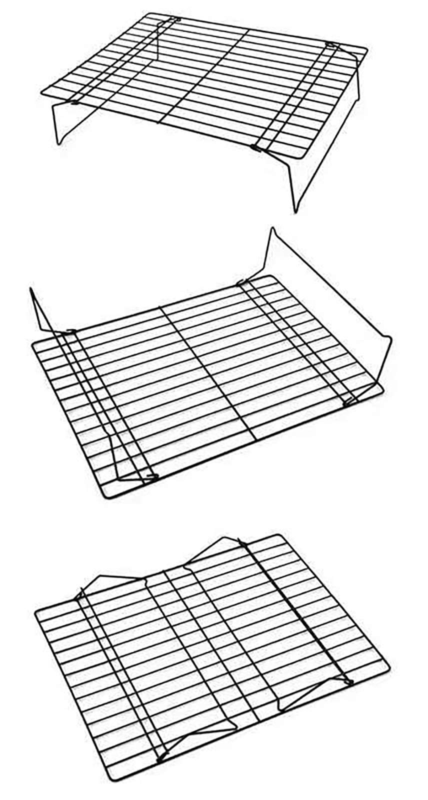 Stackable 3-Tier Cooling Rack for Cookies, Cakes, Bread, Pizza and Other Baking Stuff Cooling and Drying, Painting Drying and more- Wire Racks Set of 3 Cooling & Drying Racks, Heavy Duty, Black
