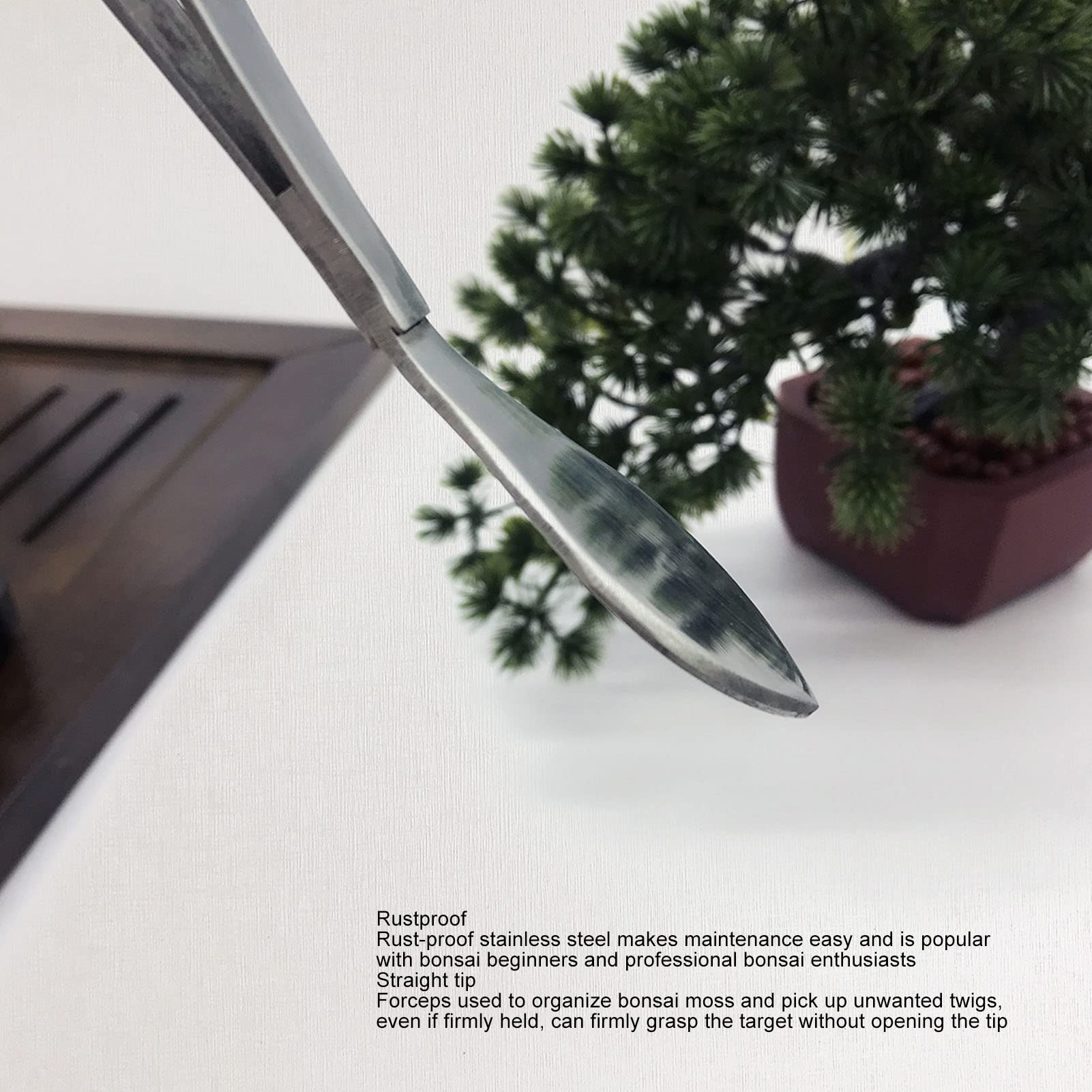 TOTITOM Bonsai Tweezers Soil Loosening Spatula, Stainless Steel Straight Serrated Tips Potted Plant Bonsai Tool