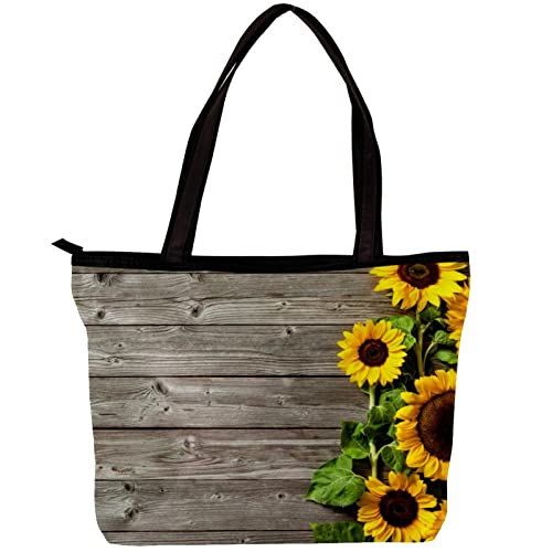 Women's Large Size Canvas Shoulder Bag Hobo Crossbody Handbag Casual Tote, Plank Sunflower