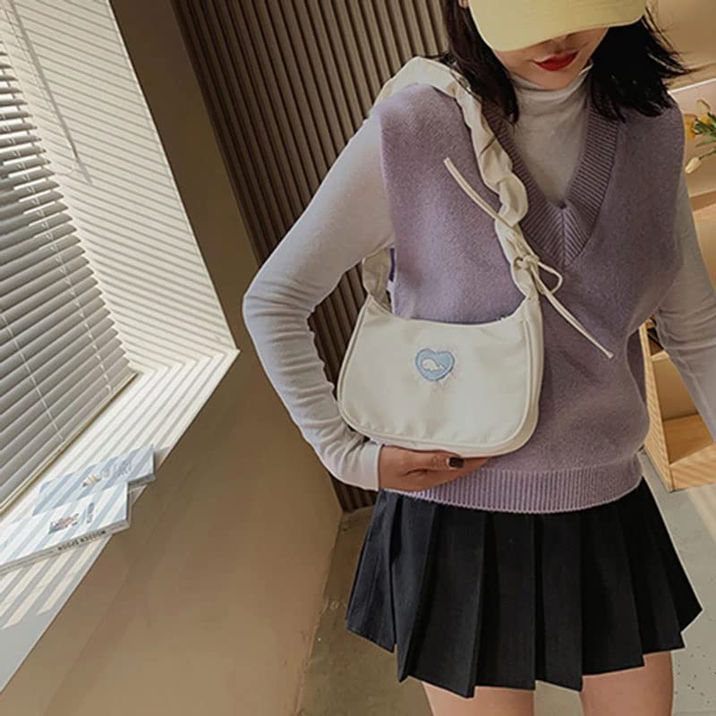TFIIEXFL Travel Casual Everyday Clutch Canvas Pleated Zipper Small Casual Dumpling Bag Tote Bag