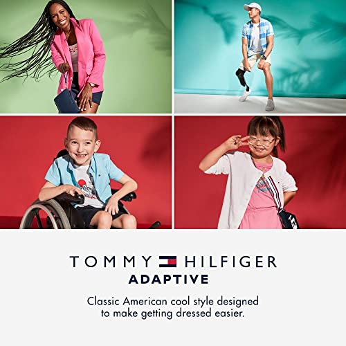 Tommy Hilfiger Boys Boys' Adaptive Th Monogram Woven with Magnetic Closure Button Down Shirt, Bright White, X-Small US