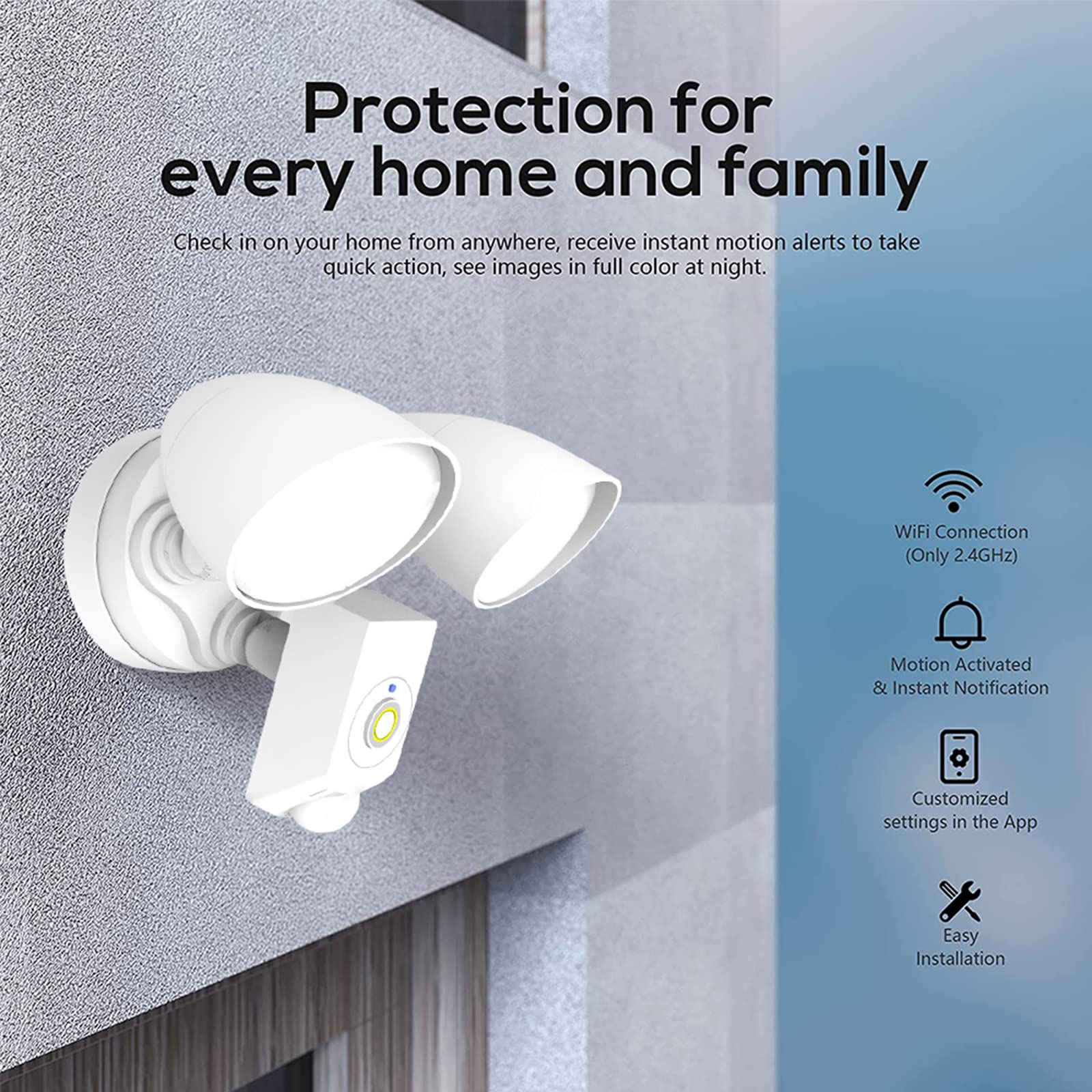 SUNTHIN Smart Floodlight Camera, Hardwired Motion Sensor Outdoor Lights with 1080P Home Security Camera, IP65 Waterproof, 2-Way Talk, Night Vision, Smart Siren, Compatible with Alexa