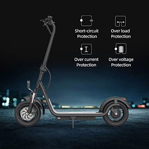 TOMOLOO Electric Scooter Adults, 12-inch Off Road Shock-Absorbing Solid Tire, UL Certified Electric Scooters Up to 18 MPH and 49.7 Miles Portable Folding Commuting All Terrain Scooters