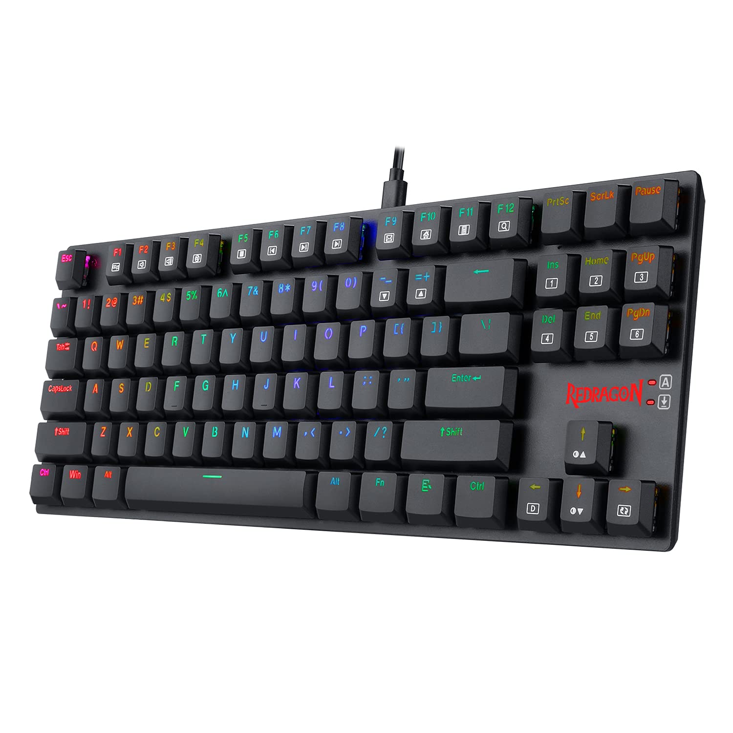 Redragon K607 Mechanical Gaming Keyboard, RGB LED Backlit, 87 Key Tenkeyless, Low Profile with Blue Switches for Windows PC Gaming (Wired)