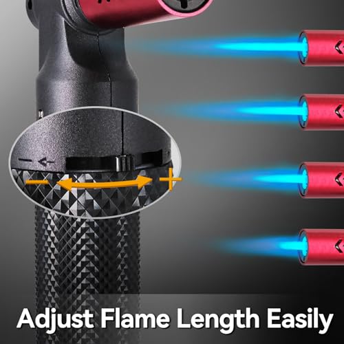 Zoocura 2 Pack Butane Torch Lighter Big Jet Flame Refillable Portable Butane Torch Adjustable Mini Blow Torch for Camping Grill Culinary Soldering Cooking Welding BBQ (Fuel Not Included)