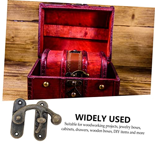 MAJHER 3pcs Buckle Buckle Cabinet Hinges Cabinet Hardware Wooden Jewelry Box Antique Right Hook Hinges for Kitchen Cabinets Cabinet Hasp Latches Right Hook Horn Lock Case Right Lock Hook