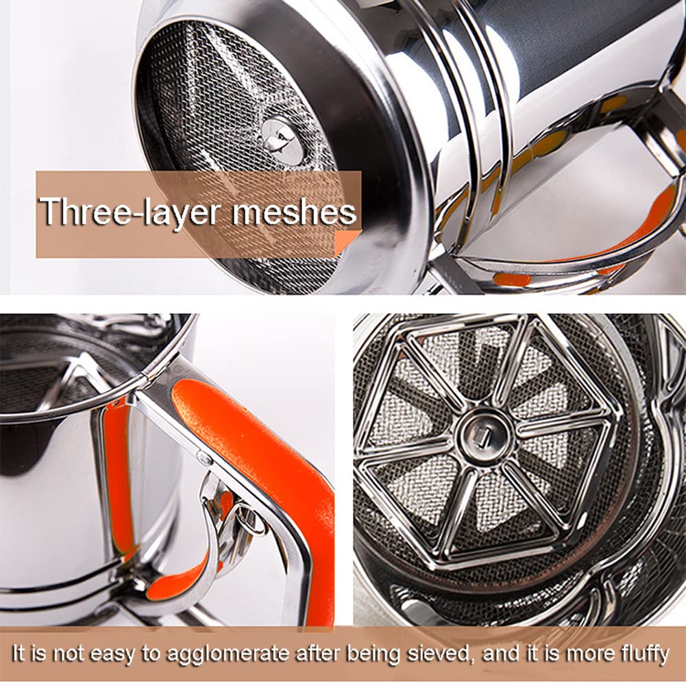 Stainless Steel Flour Sifter for Baking with Silicone Handle(3 Cup)