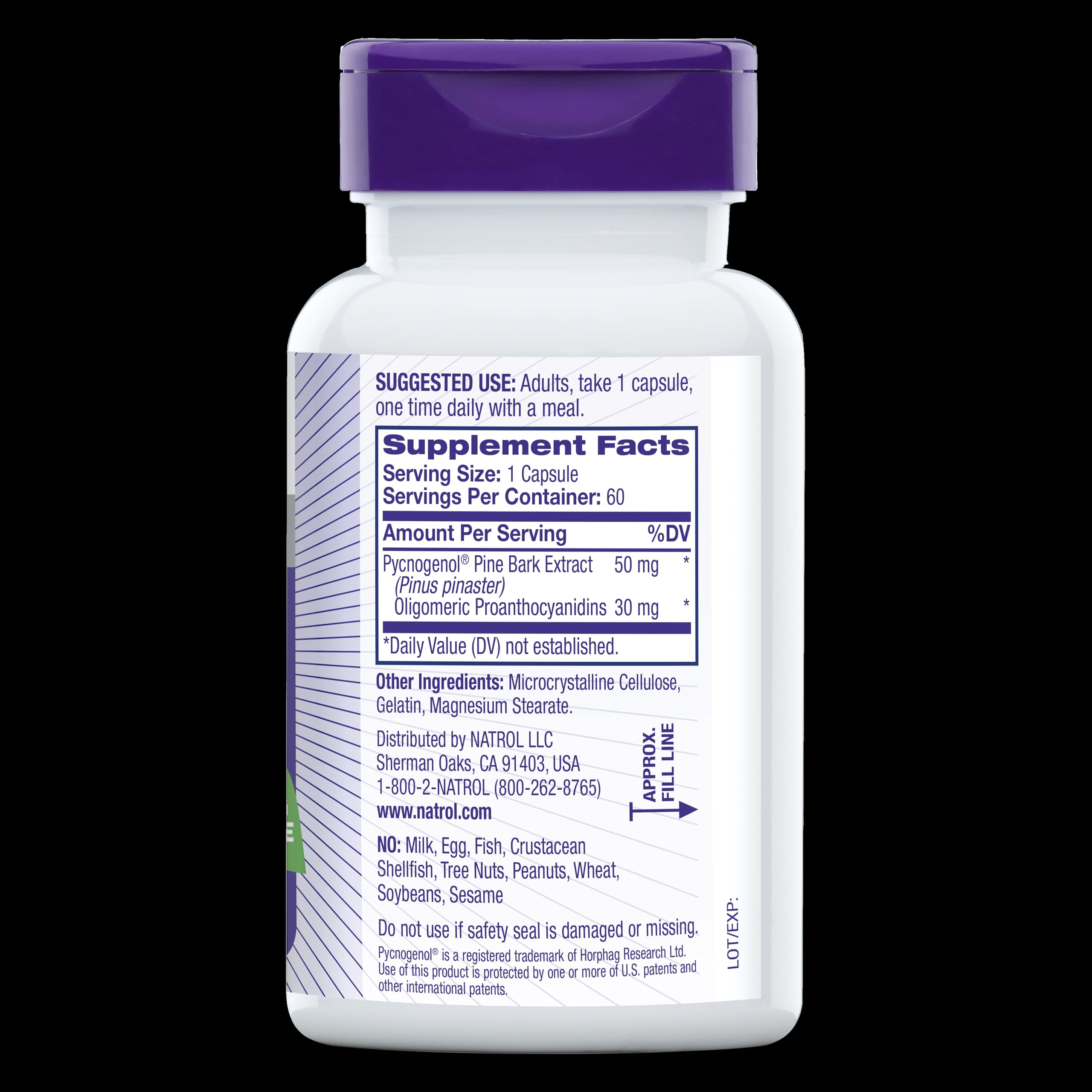 Natrol Pycnogenol Capsules, Antioxidant Protection, Supplement Protects Against Cellular Oxidation and Age-Related Damage, European Maritime Pine Bark Extract, Supports Circulation, 50 mg, 60 Count