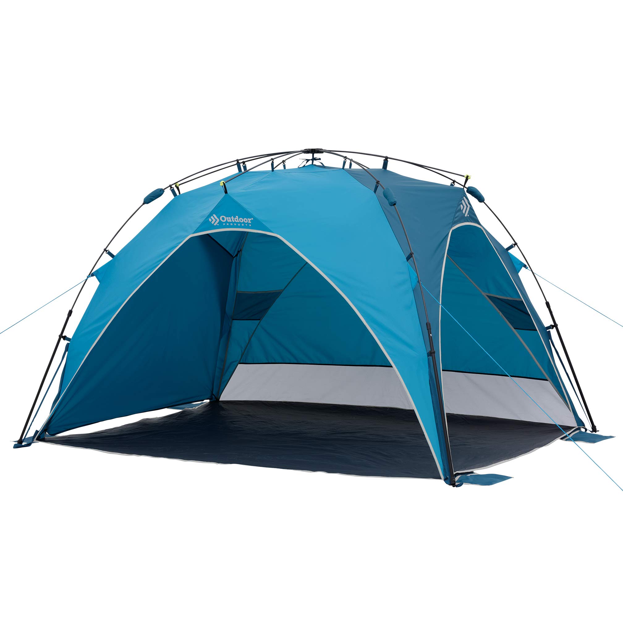 Outdoor Products Beach Tent Portable Sun Shade, 8'x6' Anti-UV Design Includes Instant Setup, Solid Back Wall for Shade, Two Storage Pockets for Essentials, Plus a Carrying Bag, Stakes and Guy Lines