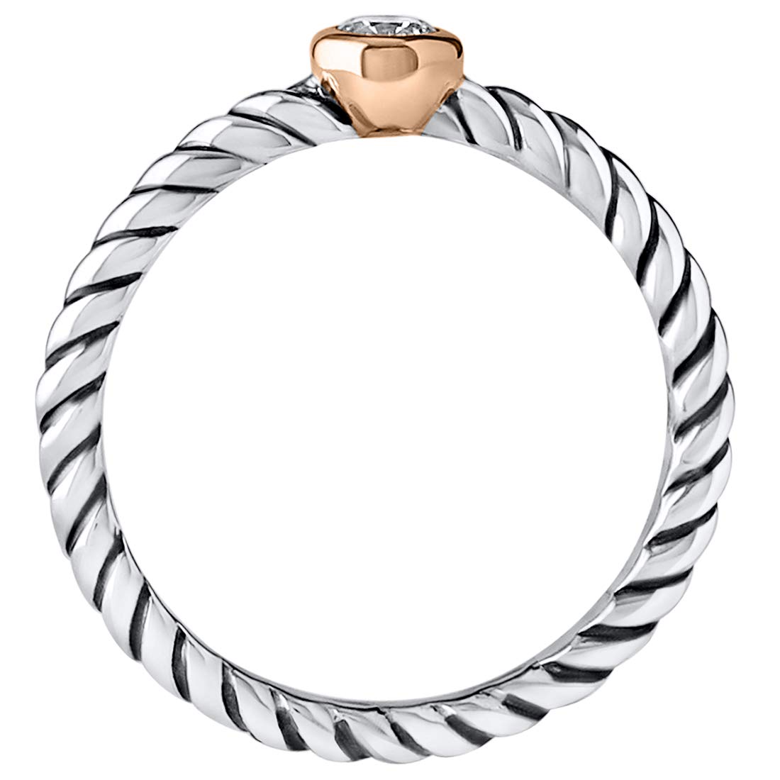 PEORA Garnet Stackable Ring in Sterling Silver, Cable Rope Band for Women 2.1mm Sizes 6