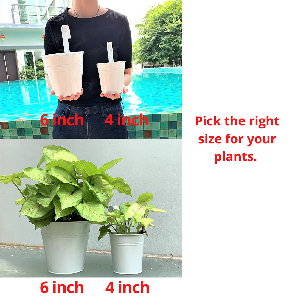 ShopLaLa Bundle - 4 inch White Metal Pots x 10 Pack + 3 pack Wooden Planter Vertical Garden System Planter, Live Plant Wall Outdoor Wall Mounted Planter Decoration Large Indoor Living Wall Plant Decor