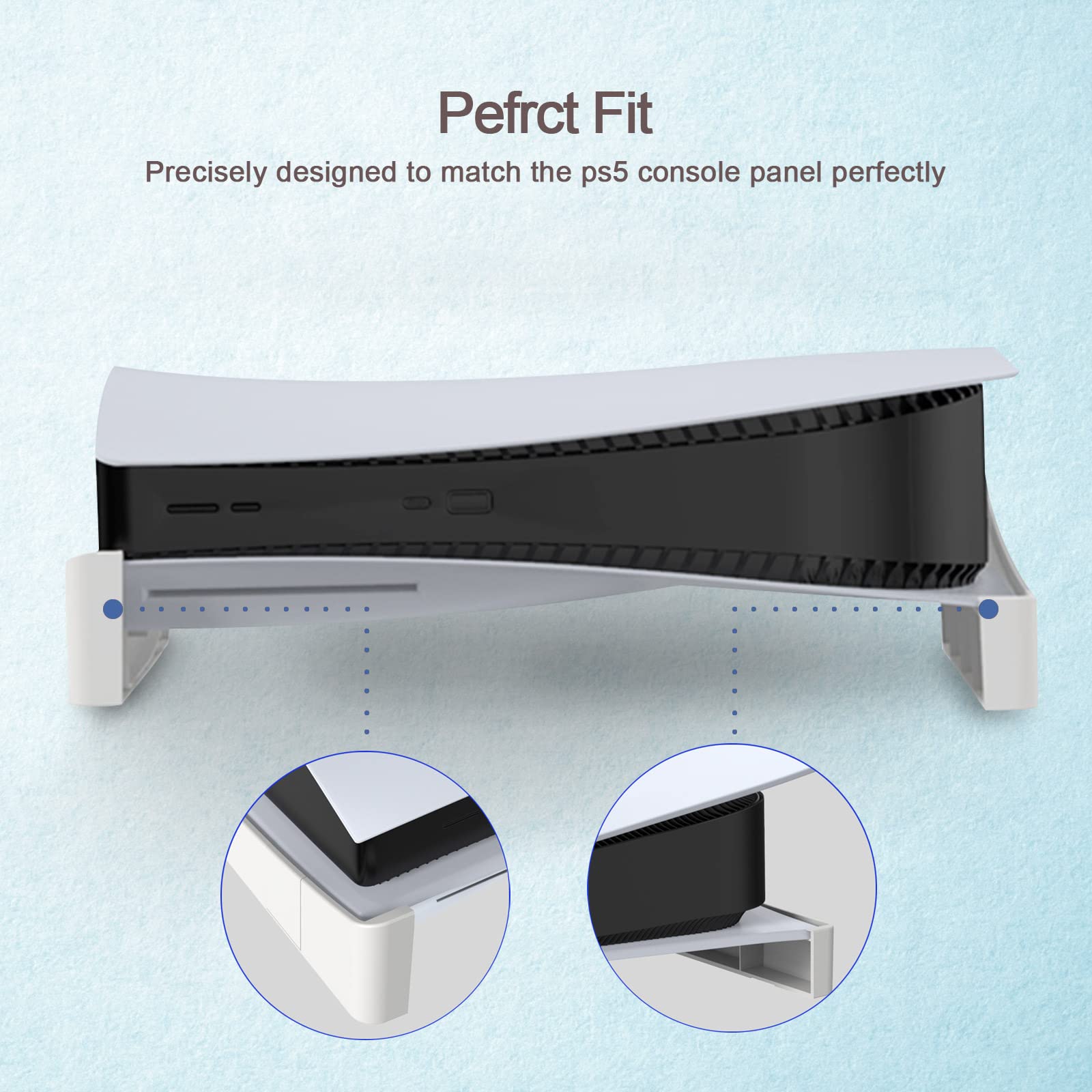 PS5 Accessories Horizontal Stand, PS5 Base Stand, Compatible with Playstation 5 Disc & Digital Editions (White)