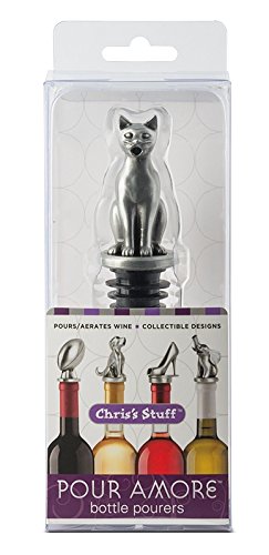 Stainless Steel Cat Wine Aerator Pourer - Deluxe Decanter Spout for Robust Red and White Wine - Pour Amore Bottle Pourer/Stopper & Air Diffuser by Chris's Stuff