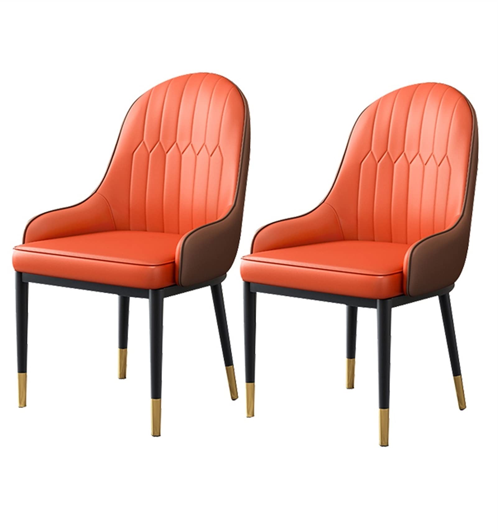 Modern Kitchen Chairs Set of 2 Faux Matte Leather Dining Chairs Accent Chairs Modern PU Leather High Back Soft Seat Living Room Chairs Metal Legs Dining Chairs (Color : A)