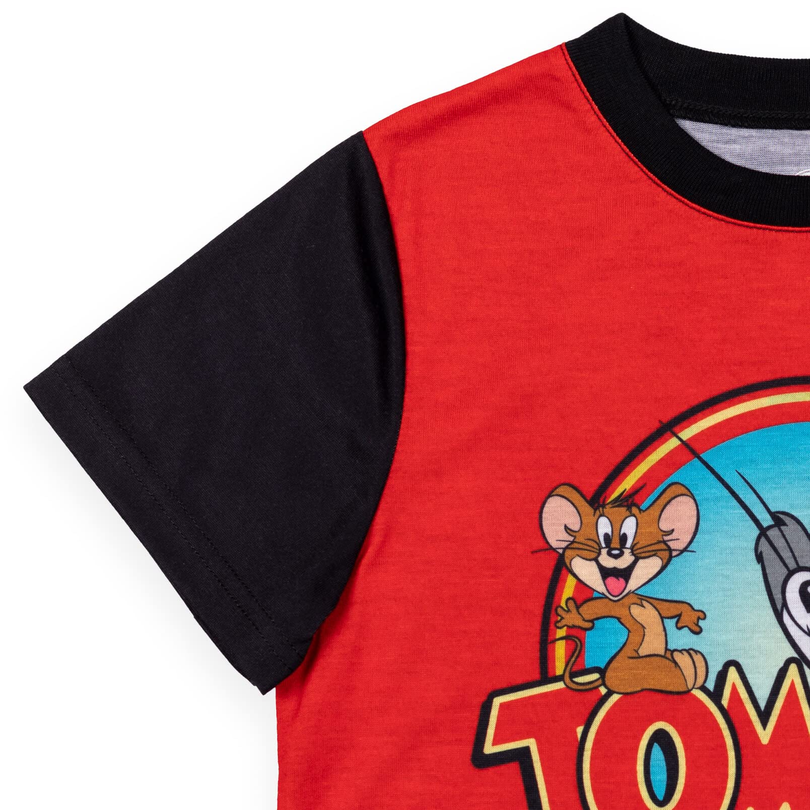 Tom and Jerry Looney Tunes Little Boys Pajama Shirt and Shorts Red/Black 4