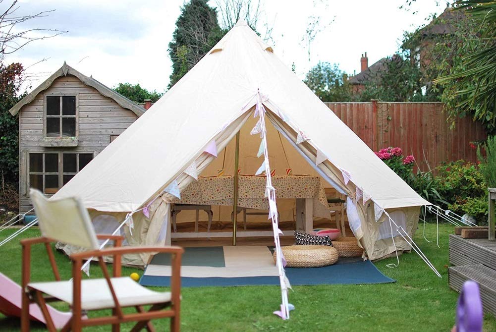 Outdoor Waterproof Family Glamping Yurt Cotton Canvas Bell Tent for Event Wedding Party (Diameter 5M)
