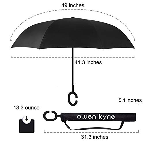 owen kyne Windproof Double Layer Folding Inverted Umbrella, Self Stand Upside-down Rain Protection Car Reverse Umbrellas with C-shaped Handle (Gothic Windows)