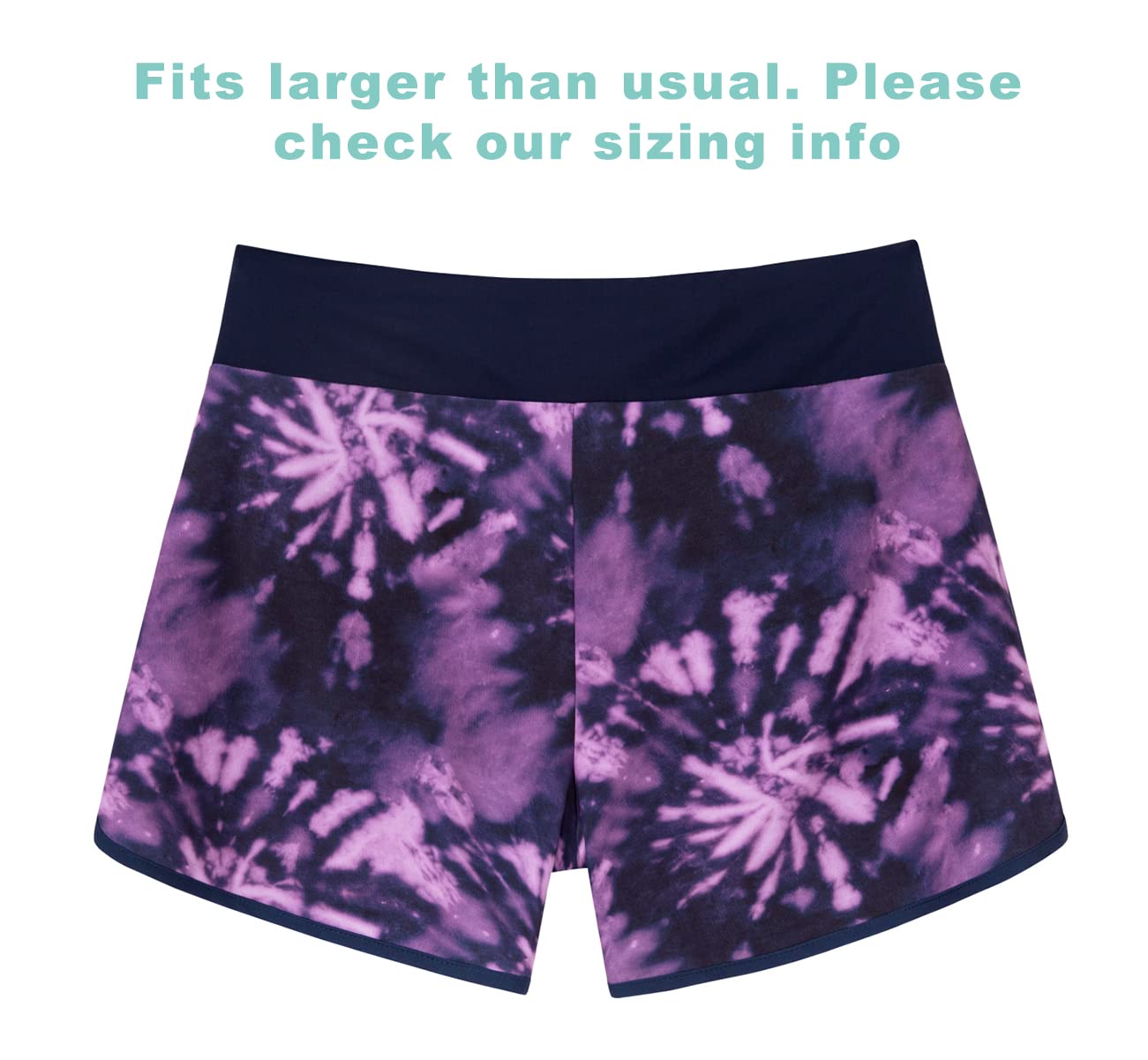 SURF CUZ Women's 5" Swim Board Shorts Tummy Control Swimsuit Bottom with Liner and Pockets (Purple Fireworks - S)